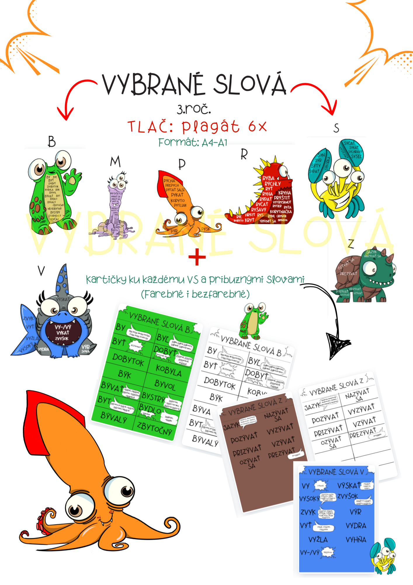 Vybrané slová 3. roč. - Slovenský jazyk - gramatika | UčiteliaUčiteľom.sk